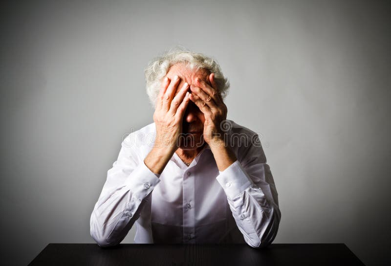 Grief. Old Man in Thoughts. Stock Image - Image of depressed, deprived ...