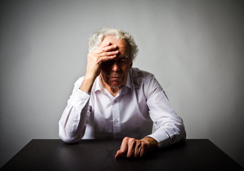 Grief. Old Man in Thoughts. Stock Photo - Image of chagrin, grief ...