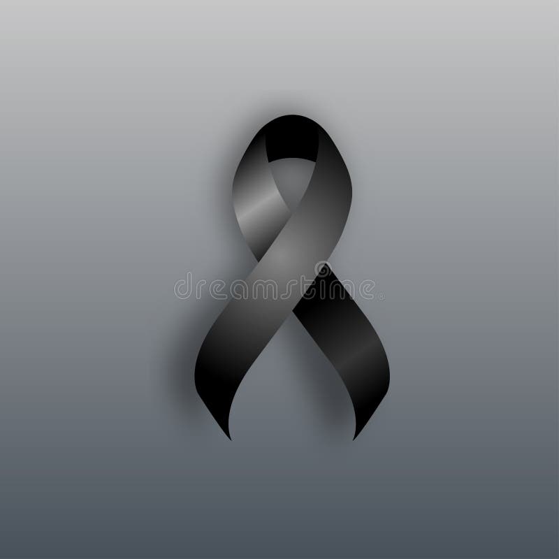Black Bow Mourning Symbol on Dark Background Stock Illustration ...