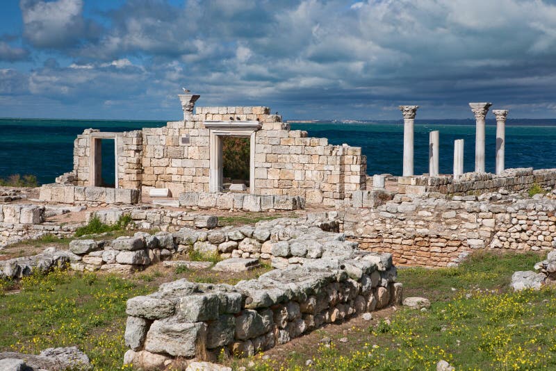 Griekse Basiliek in Chersonesus Stock Foto - Image of beschaving ...