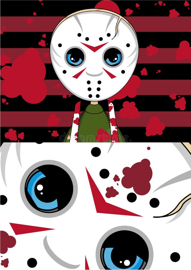 Griezelig Beeldverhaal Mini Serial Killer Vector Illustratie ...