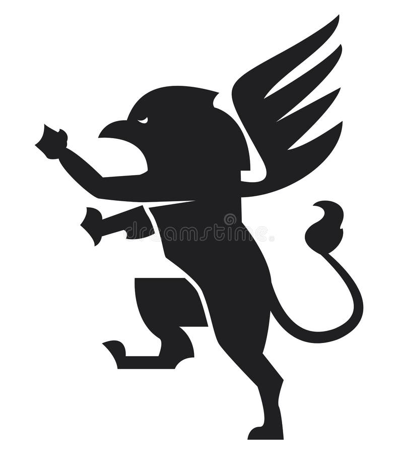 Griffin emblem silhouette stock vector. Illustration of gothic - 219358210