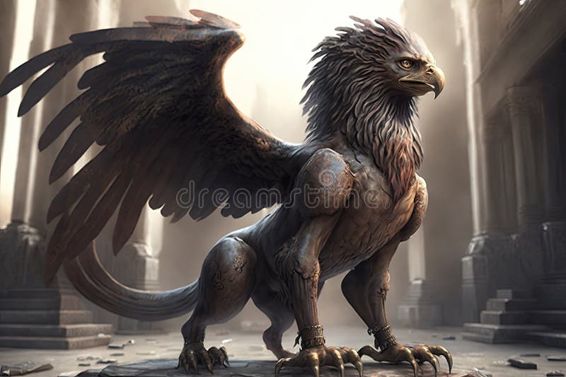 Griffin with Its Claws Raised, Ready To Attack Stock Illustration ...