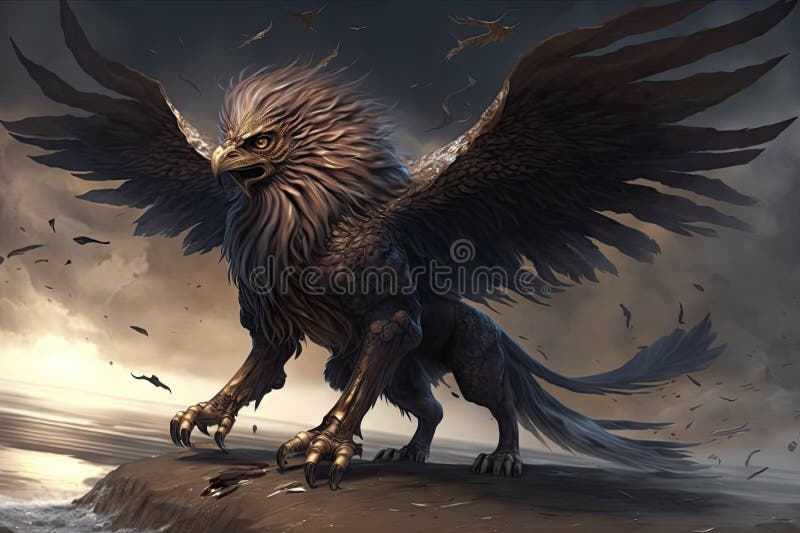 Griffin with Its Claws Raised, Ready To Attack Stock Illustration ...