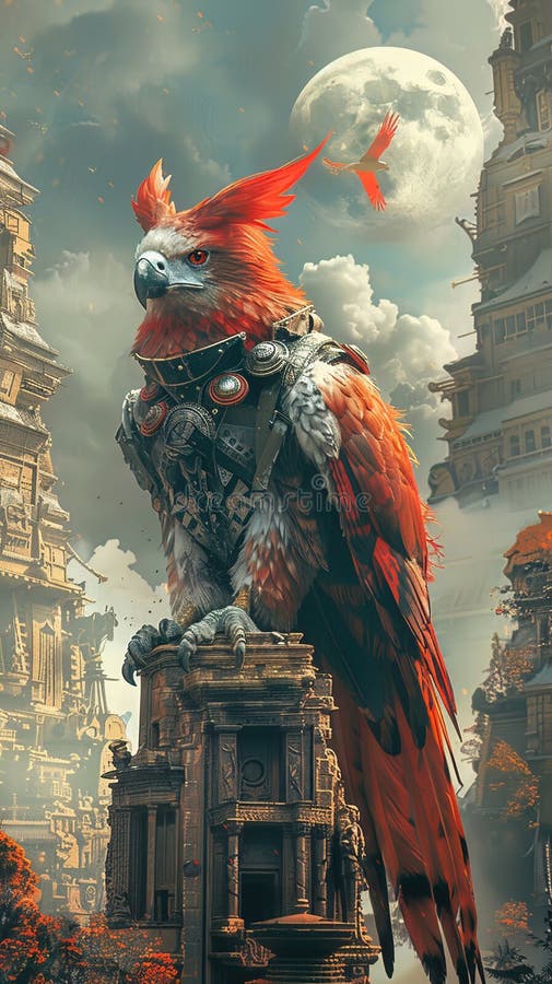 A Griffin with Mechanical Claws and Jet Thrusters Soaring Above the ...