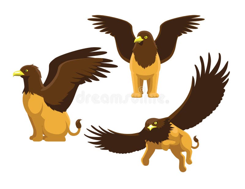 Griffin Poses Cute Cartoon Vector-Illustratie Vector Illustratie ...