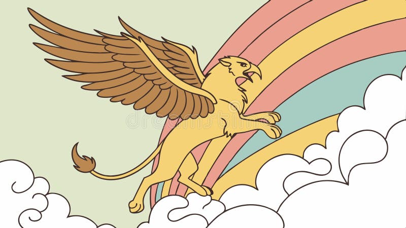 Griffin with Rainbow, Mythical Creature for Fantasy and Whimsical ...