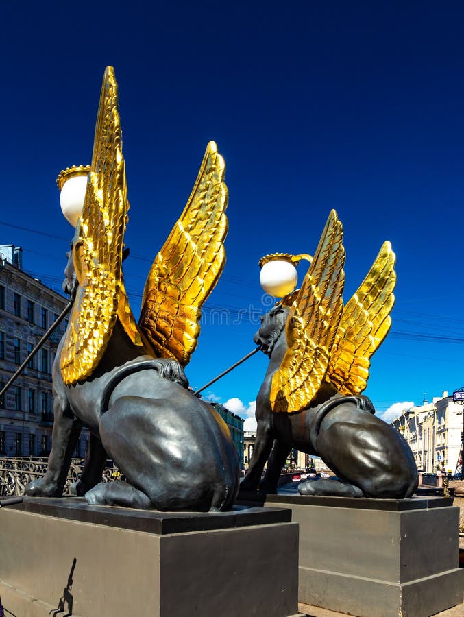 Griffins on the Bank Bridge in St. Petersburg. Editorial Stock Image ...