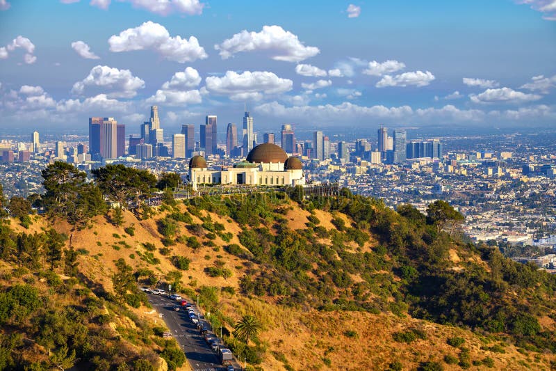 Griffith Observatory and Los Angeles Skyline Stock Image - Image of ...