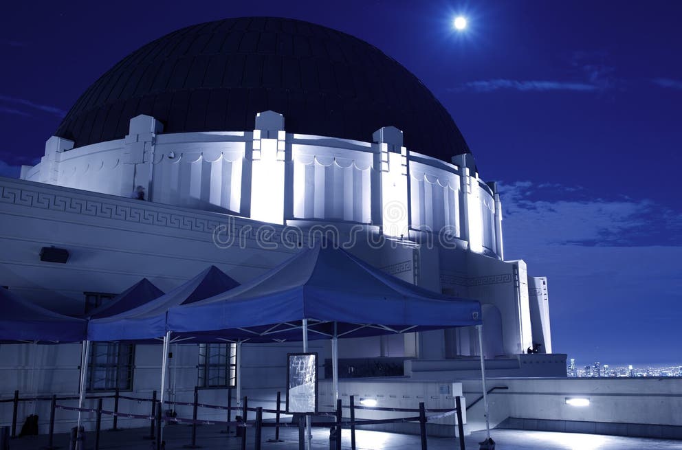 Griffith Observatory at Night Stock Photo - Image of stars ...