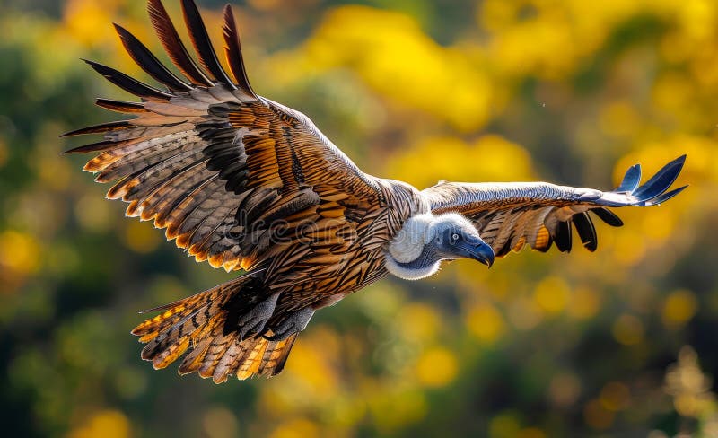 Griffon Vulture Flying in the Sky with Wings Spread Stock Image - Image ...