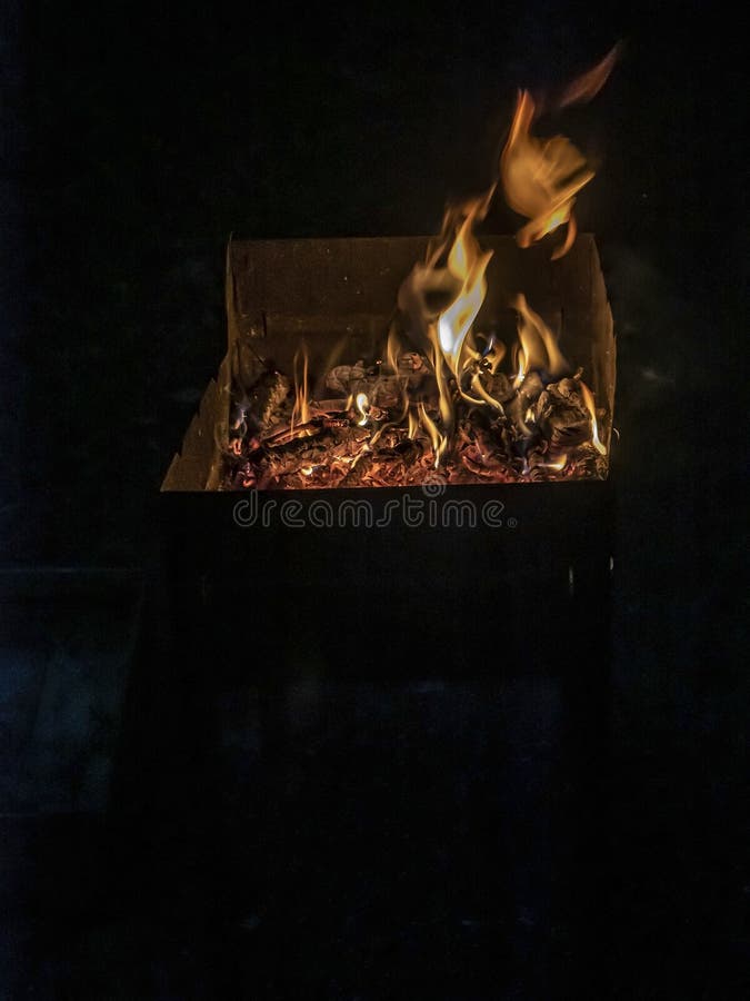Grill Background - Empty Fired Barbecue on Black Stock Image - Image of ...