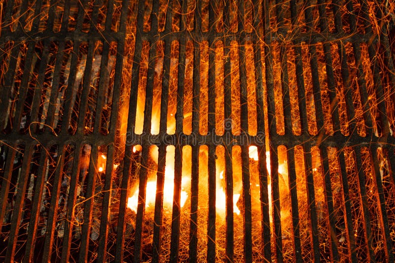 Grill Barbecue with Red Ashes Sparkles Stock Photo - Image of campfire ...