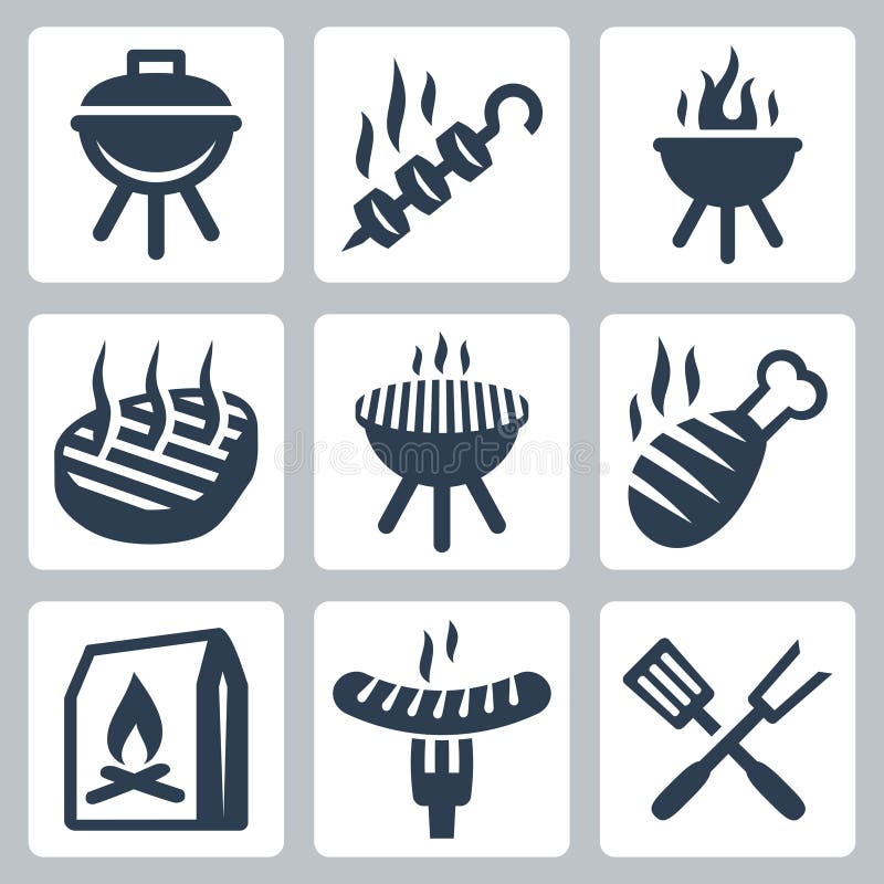 Grill and Barbeque Related Vector Icons Stock Vector - Illustration of ...