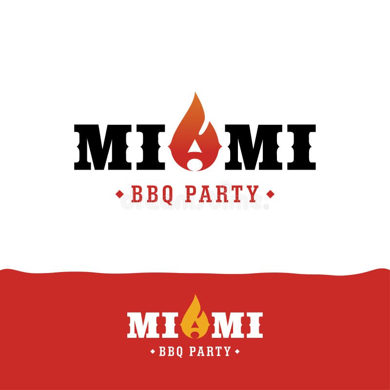 Letter a Miami BBQ Barbecue Fire Party Logo Stock Vector - Illustration ...