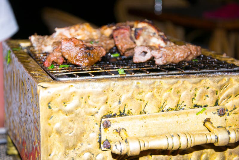 Grill BBQ with Meat, Mini Barbecue Stock Image - Image of dinner ...