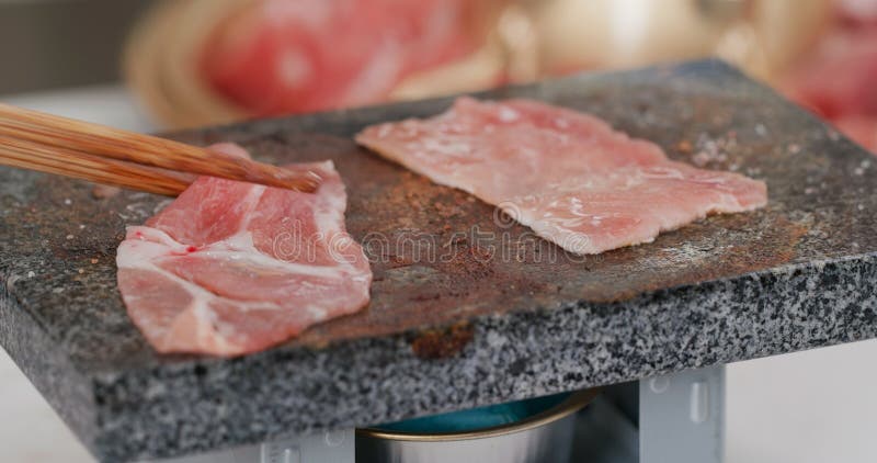 Grill beef on hot stone stock photo. Image of tasty - 207921908