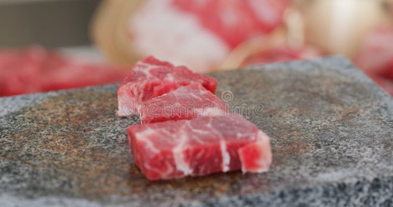 Grill Beef and Meat on Rock Stone Stock Image - Image of salt, rock ...