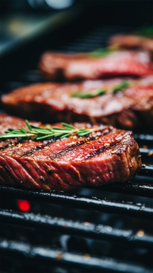 Grill Beef Steak Closeup Angle Photograpy Stock Illustration ...
