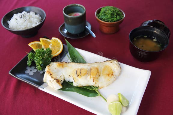 Grill Black Cod Set , Japanese Style Stock Image - Image of piece, meal ...