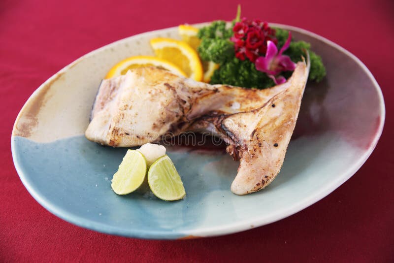Grill Black Cod on a Plate Japanese Style Stock Image - Image of fish ...