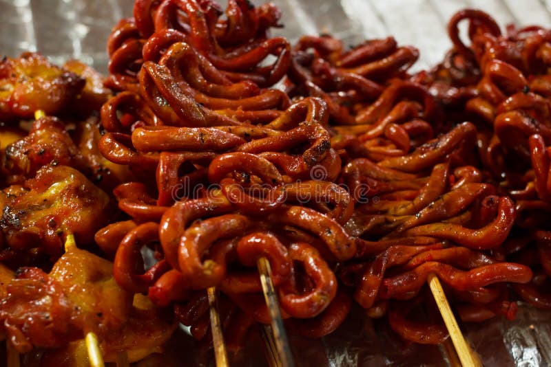 Grill chicken intestine stock image. Image of grilled - 46704381