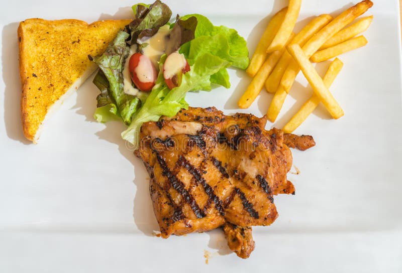 Grill chicken steak stock photo. Image of dinner, potato - 87364680
