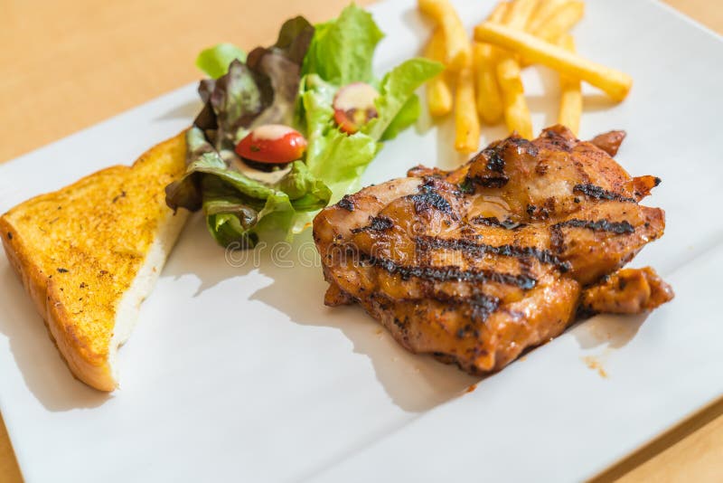 Grill chicken steak stock photo. Image of grilling, grilled - 87435296