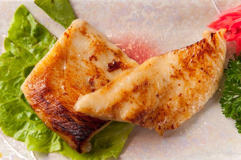 Grill cod fish stock image. Image of green, cooked, food - 67338859