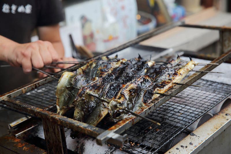 Grill Eel in Japanes Restaurant Stock Image - Image of smoked, seafood ...