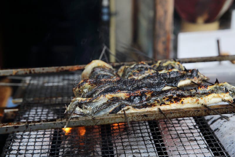 Grill Eel in Japanes Restaurant Stock Image - Image of smoked, seafood ...