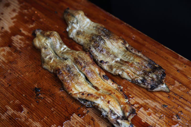 Grill Eel in Japanes Restaurant Stock Image - Image of smoked, seafood ...