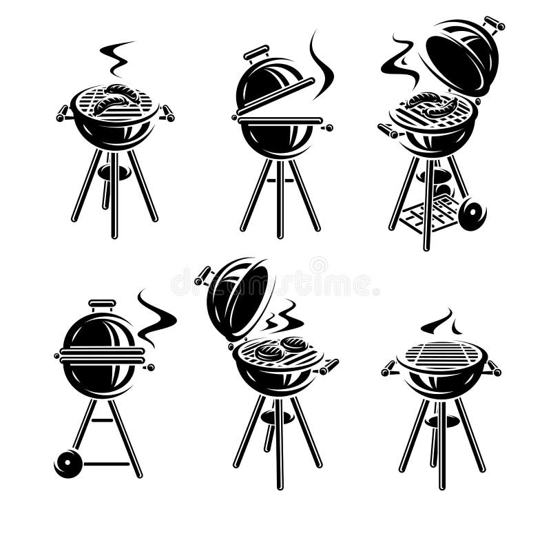 Grill Elements Set. Collection Icon Grill Stock Vector - Illustration ...