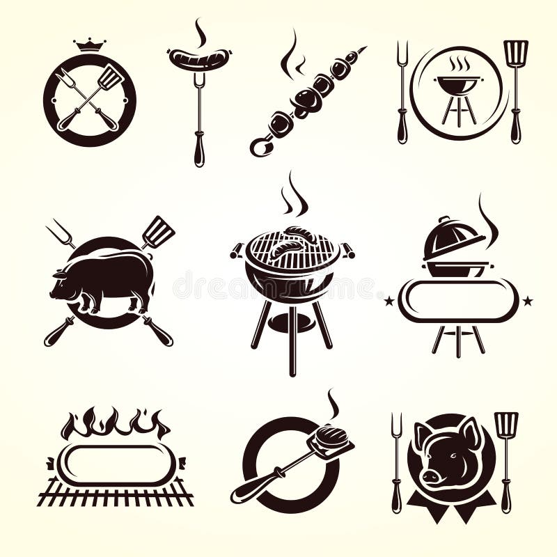 Bbq grill icons set stock vector. Illustration of mobile - 40679165