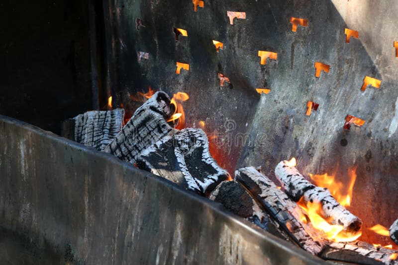 Fire for grilling stock photo. Image of wood, coals - 126165562