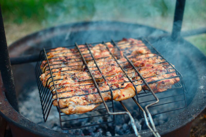 Grill on fire stock photo. Image of food, flame, dinner - 91343848