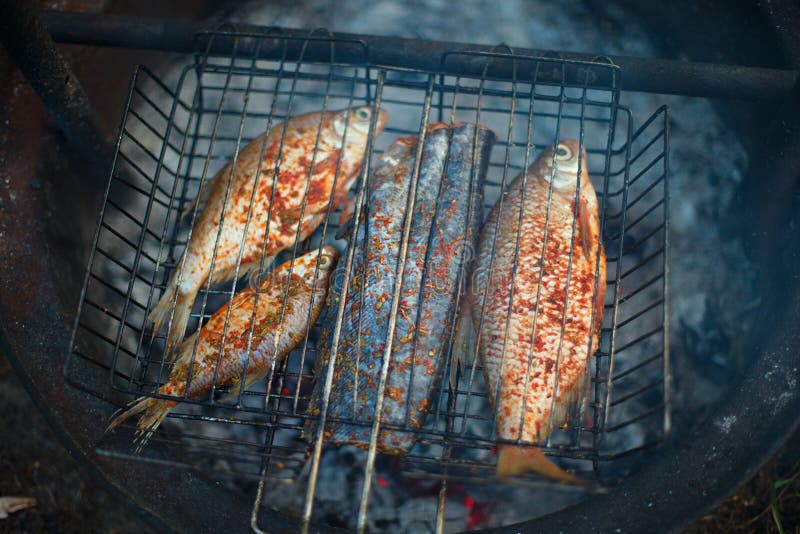 Grill on fire stock photo. Image of food, flame, dinner - 91343848