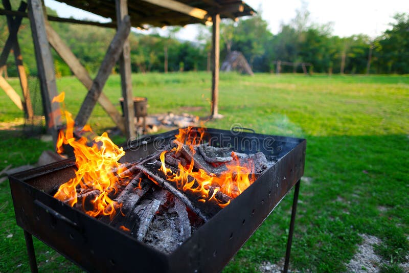 Grill fire stock photo. Image of outdoor, burn, fire - 61128134