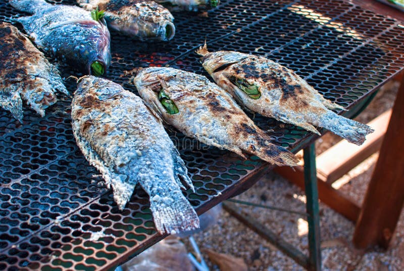 Grill fish stock photo. Image of metal, prepared, gourmet - 48373326