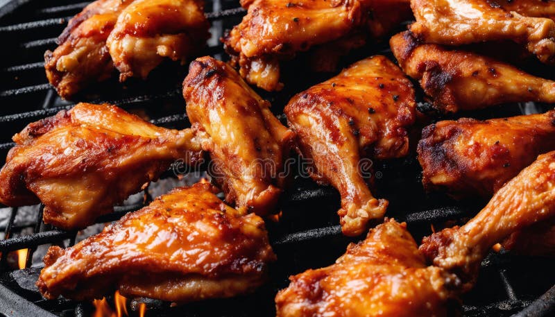 A Grill Full of Chicken Wings Stock Illustration - Illustration of ...