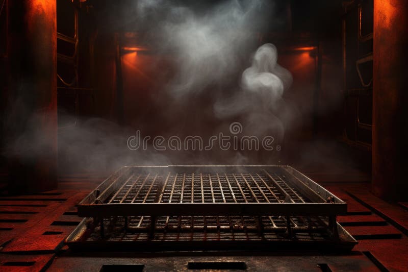 Grill Grate with Smoke Rising, Empty and Clean Stock Illustration ...