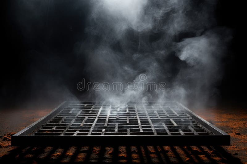 Grill Grate with Smoke Rising, Empty and Clean Stock Illustration ...