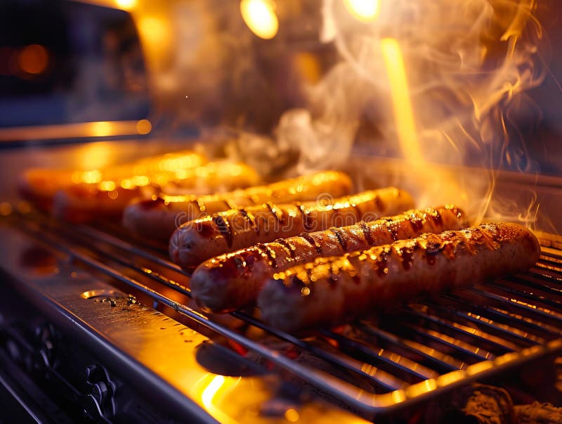 A Grill with Hot Dogs on it Stock Image - Image of grill, oven: 327983209