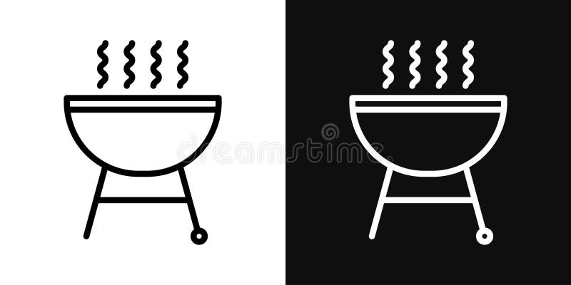 Grill Icon Set. Bbq Vector Symbol. Barbeque Roaster Sign Stock Vector ...
