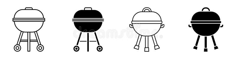 Grill Icons Versions Set in Black Flat and Line Style Stock Vector ...