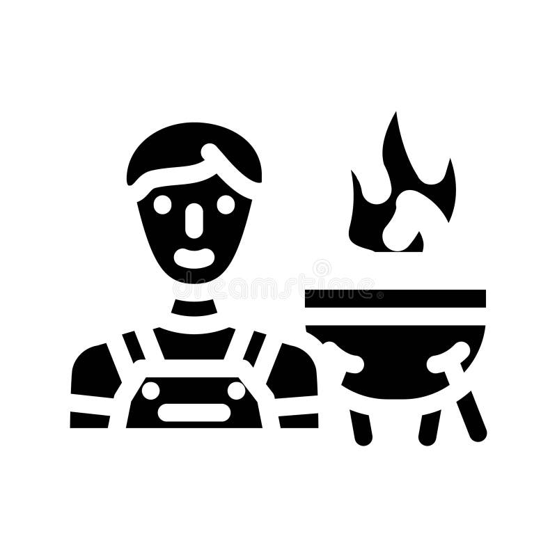 Grill Master Restaurant Chef Glyph Icon Vector Illustration Stock ...