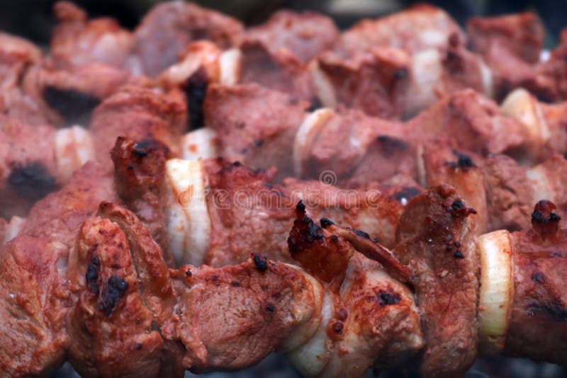 Grill Meat Barbeque on Fire. Stock Image - Image of pork, heat: 103384781