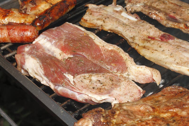 Grill meat stock image. Image of fire, dine, closeup - 32125469