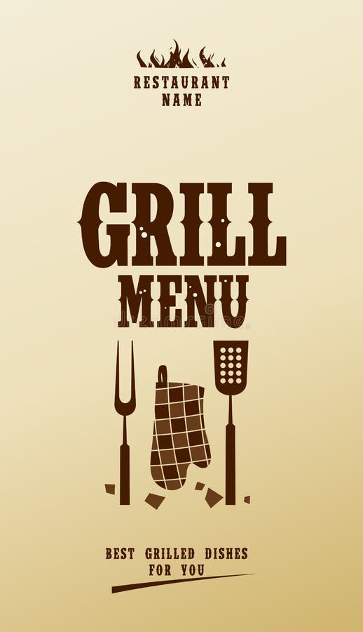 Grill Menu Retro Poster Design Template Stock Vector - Illustration of ...