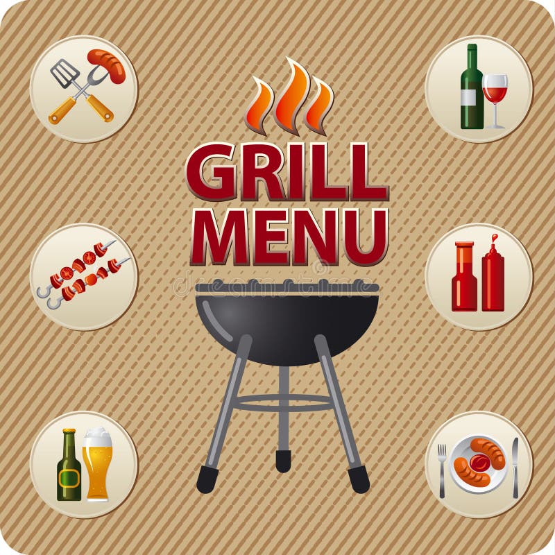 Grill menu card design stock illustration. Illustration of fast - 30810613